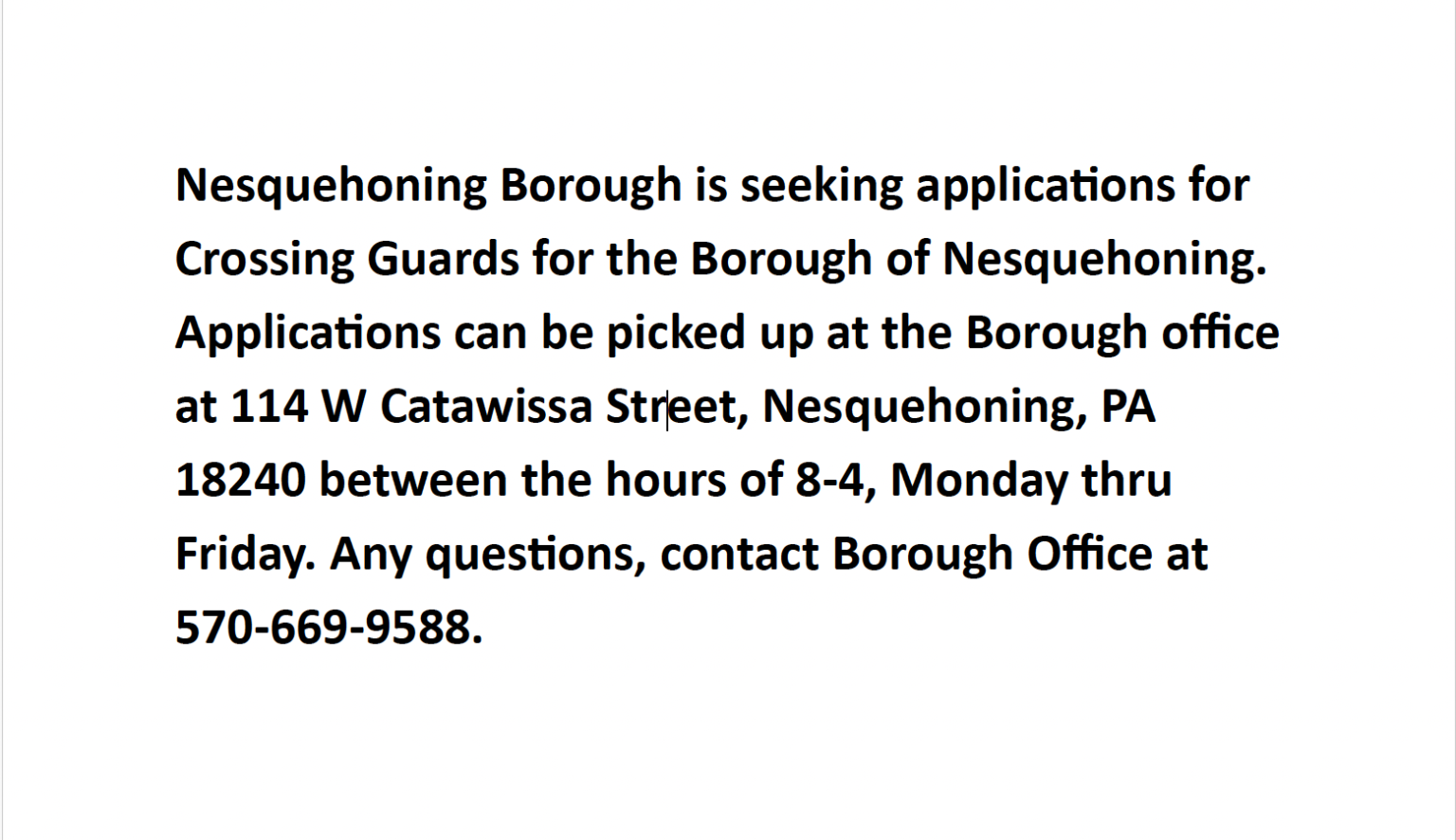 Nesquehoning Borough - Civil Services | Nesquehoning PA